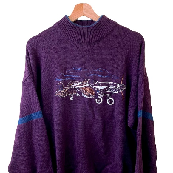Vintage | Sweaters | Vintage Knit Plane Sweater Made In Korea Size Xl ...
